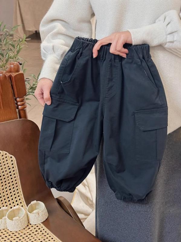 子供用パンツ カーゴパンツ 男女兼用 伸縮性 ウエストゴム 普段着 中小キッズ 春秋 90cm 100cm 110cm 120cm 130cm 140cm 綿 ブラック カーキ・风格: 韩版・面料名称: 棉・等级: B类・裤长: 长裤・主面...