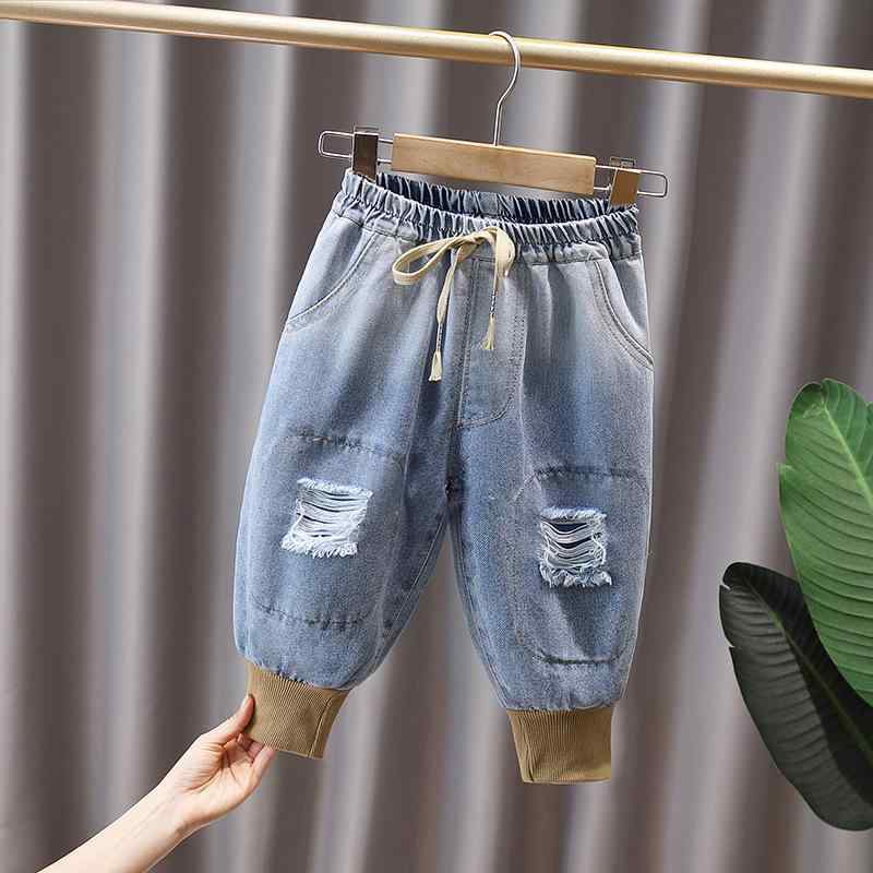 子供用ジーンズ 男女兼用 デニムロングパンツ 破れ加工 カジュアル 普段着 春秋 高学年 90cm 100cm 110cm 120cm 130cm 140cm 150cm 160cm