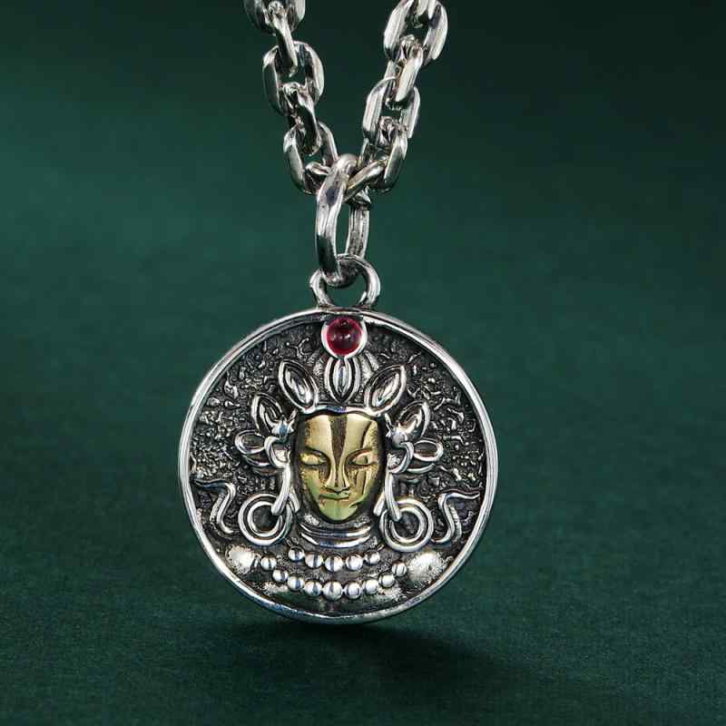 ネックレス レディース メンズ S925 シルバー ペンダント エスニック レトロ 仏像 菩薩 お守り 銀 アクセサリー