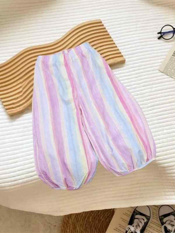 子供服 パンツ 女の子 夏物 カジュアルパンツ ストライプ 九分丈 高学年 女児 ガールズ ピンク系 コットン・スタイル: カジュアル・生地: 綿・等級: A類・パンツ丈: 9分丈・主な素材: 綿・対象: 女の子・対象年齢: 8歳以上・シー...