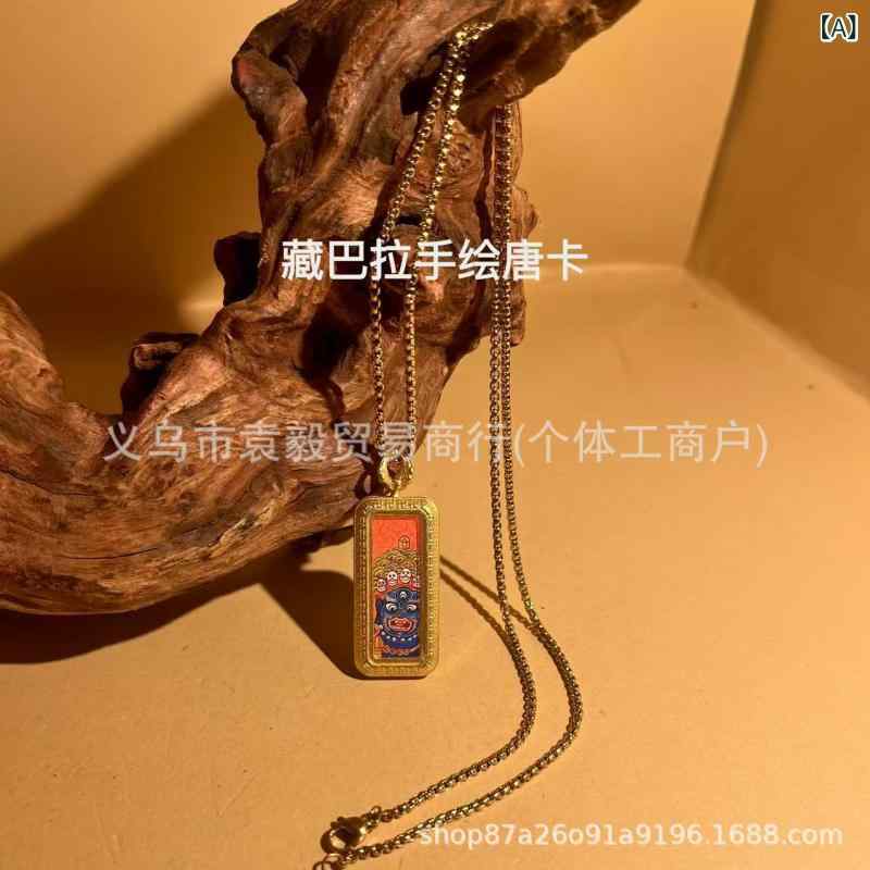 2個セットネックレス メンズ レディース チタン鋼 幾何学模様 大黒天 ペンダント 文芸 レトロ アジアン エスニック ボックスチェーン ラッキーアイテム・素材: チタン鋼・デザイン: 幾何学型・加工: ハンドメイド・カラー: セット.カー...