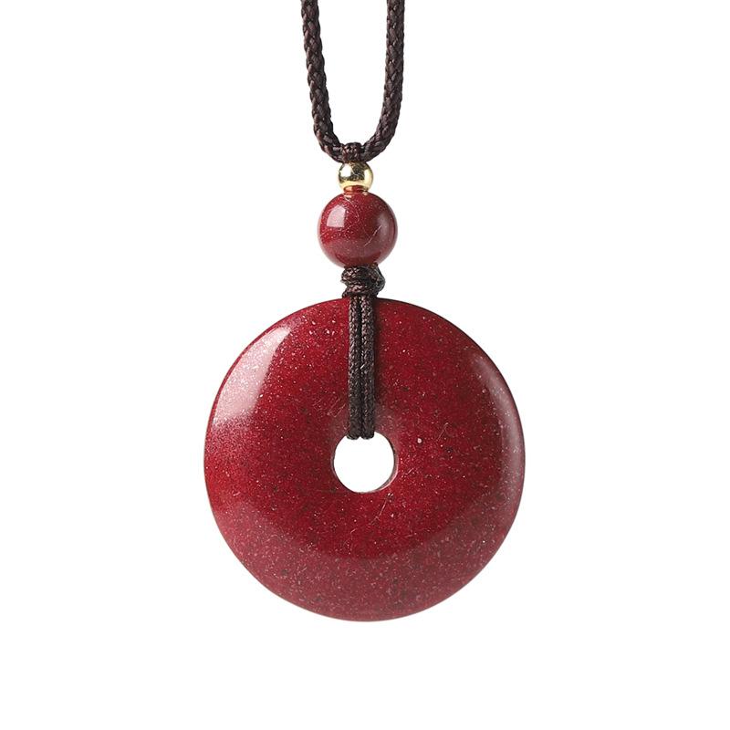 ネックレス メンズ レディース 朱砂 平安御守 ペンダントトップ 鉱石 晶砂 アミュレット 文芸復古 中国風 アクセサリー・素材: 朱砂・造型: -・加工方法: 圧膜研磨・カラー: 晶粉砂（小 約25mm.中 約30mm.大 約35mm）・...