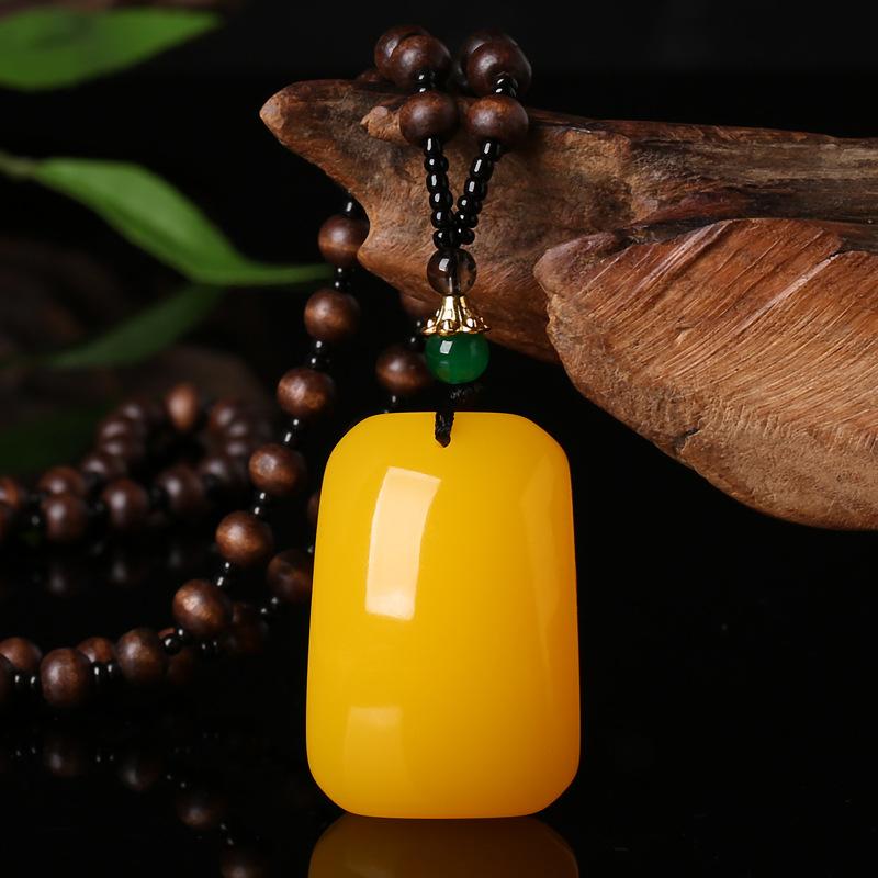 ネックレス メンズ レディース 琥珀 ペンダント 鶏翅木 エスニック アジアン テイスト 黄色 ドロップ スクエア 丸 魚 蓮 牡丹 躑躅 招き猫 モチーフ 61cm 70cm・素材: 粉压制.琥珀.鶏翅木・処理: -・造型: 幾何学型・チ...