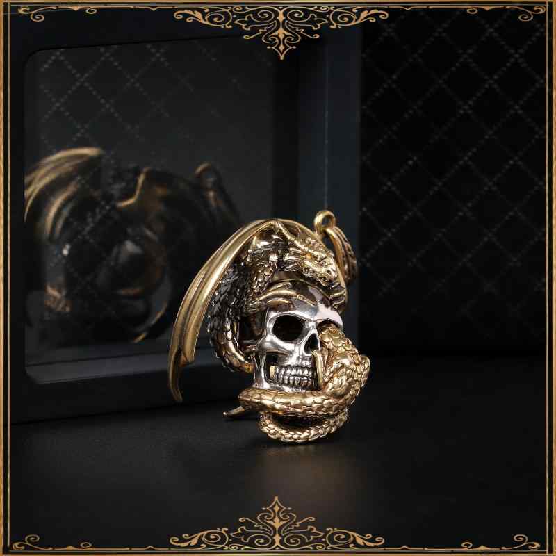 ネックレス メンズ パンク スカル ドクロ 翼竜 ペンダント ストリート 個性的 アクセサリー バッグチャーム ゴールド ゴールド シルバー シルバー・項目名: 素材・値: 銅・項目名: 造型・値: カートゥーンキャラクター.動物/十二支・...