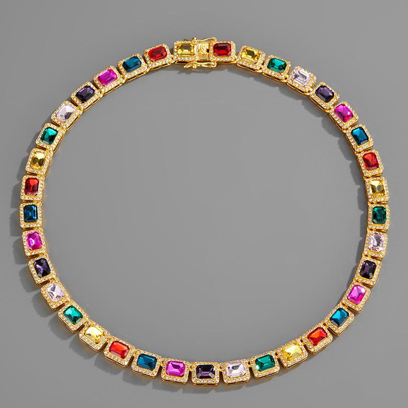 ネックレス メンズ 男性用 ヒップホップ キューバチェーン ジルコニア 幾何学 シルバー ゴールド ストリート アフリカン 幾何学模様・素材: 合金・加工: 镶钻・デザイン: 几何型・チェーンタイプ: 古巴チェーン・長さ: 約51cm～80...