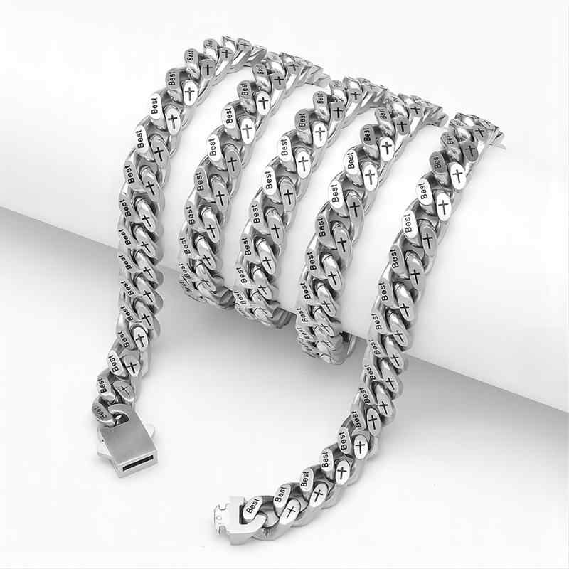 ネックレス メンズ チタン鋼 刻印入り 喜平チェーン ステンレス スクラブ加工 四面研磨 スタイリッシュ 45cm 50cm