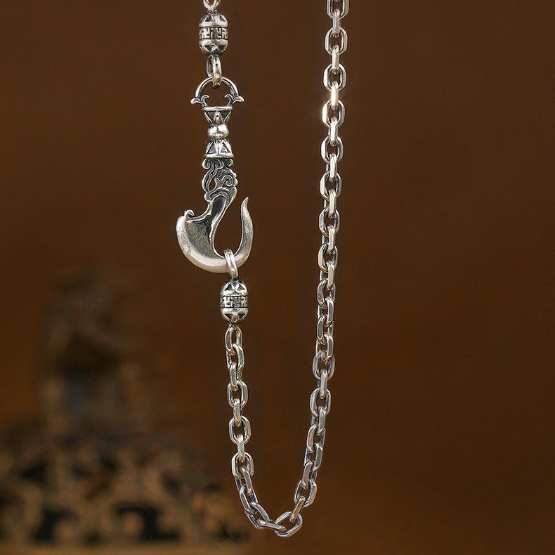 ネックレス メンズ レディース 龍 ドラゴン ペンダントトップ シルバー925 幾何学模様 復古 レトロ 文芸 おしゃれ パンクスタイル 春夏・素材: 銅鍍銀・モチーフ: 幾何学型・加工: 電気メッキ・カラー: 《钺刀》・度: 銅鍍泰銀・ス...