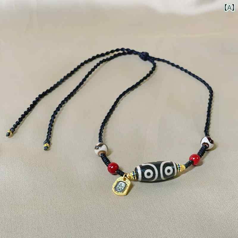 ネックレス 男女兼用 天珠 瑪瑙 アゲート 民族風 ペンダント 調節可能 レトロ 文芸復古 ユニセックス アクセサリー お守り 開運 ジェンダーレス アジアン テイスト・素材: 瑪瑙・チェーンスタイル: 鎖骨チェーン・ペンダント素材: 瑪瑙...