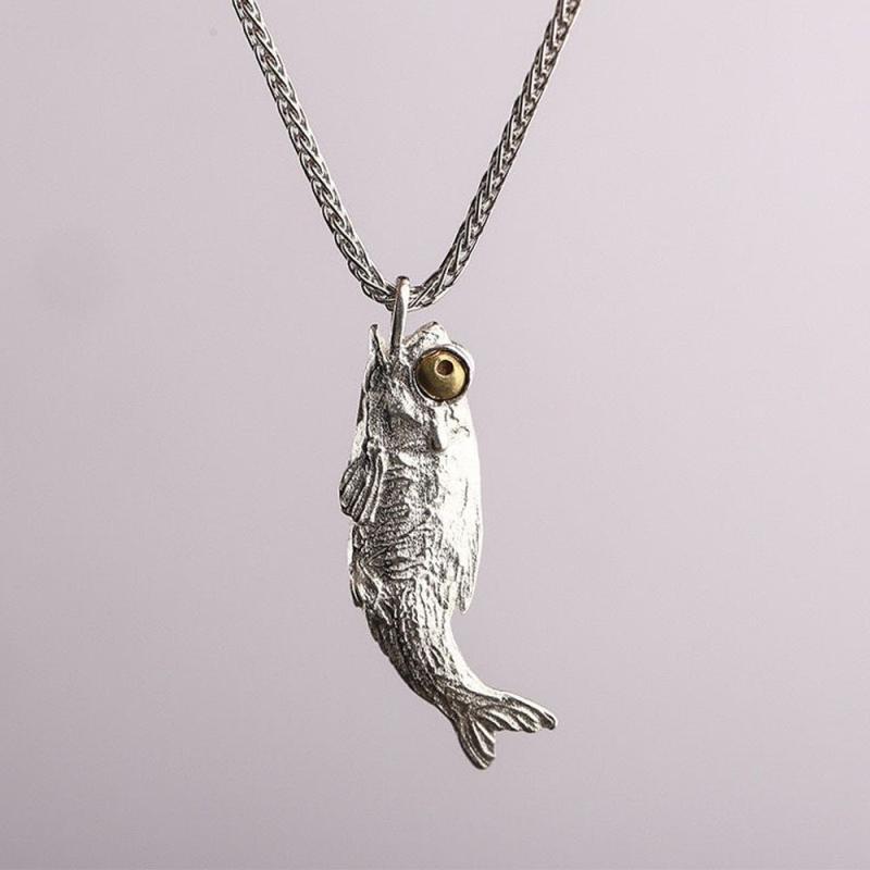 ネックレス メンズ 男性用 魚モチーフ ペンダント チョーカー レトロ 文芸 銅製 アクセサリー 41cm-50cm・素材: 銅・処理: 電気メッキ・デザイン: 動物/干支・チェーン種類: ショパンチェーン・多層構造: 否・ペンダント素材:...