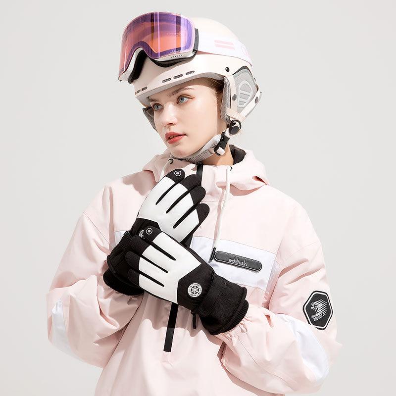 手袋 レディース 秋冬 滑り止め 防寒 グローブ スマートフォン対応 裏起毛 厚手 保温 バイク アウトドア スキー 手袋 黒 白 グレー ピンク・機能: 防水.防滑.タッチパネル対応.保温.防汗.防風・・色: 黒白.黒灰.藍白.灰白.粉白...