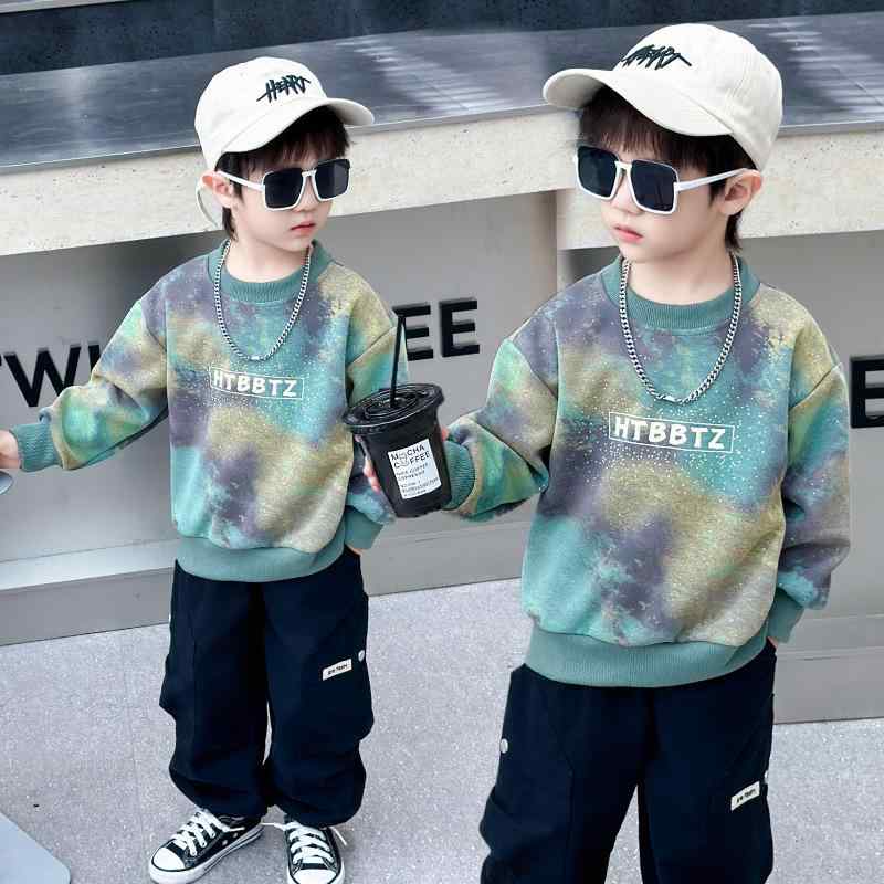 2個セット子供用トレーナー 男の子 秋物 トップス 長袖 プルオーバー 絞り染め 迷彩柄 個性 普段着 ポリエステル・商品カテゴリ: 子供用トレーナー・対象: 男の子・スタイル: 個性・対象年齢: 8歳以上・シーズン: 春秋・柄: 文字.迷...