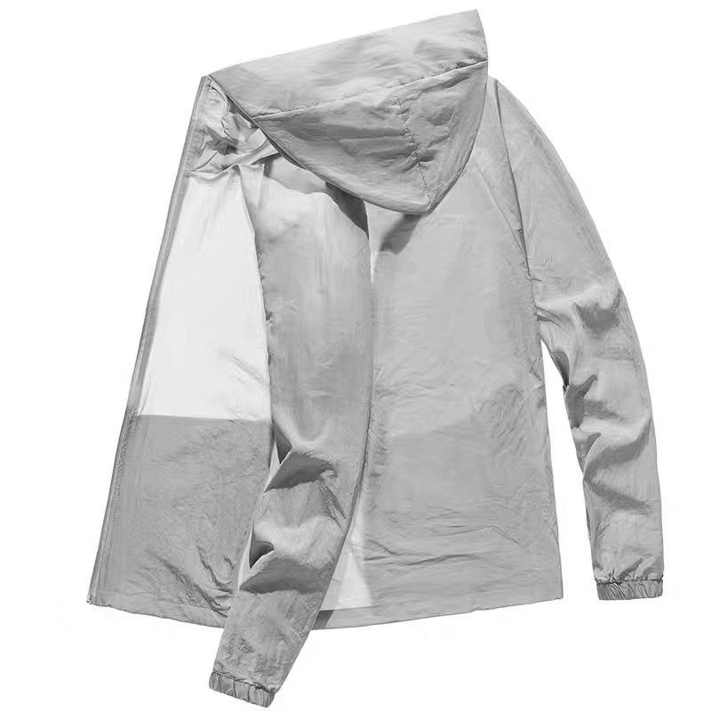 UVカットウェア 男性用 薄手 接触冷感 接触涼感 通気性 ポリエステル 釣り アウトドア スポーツウェア ライトアウター 春夏 ホワイト シルバーグレー アイスブルー 豆グリーン