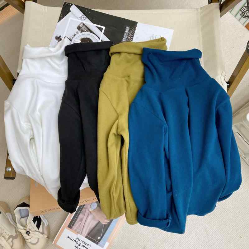 子供用カットソー キッズ 秋冬 暖かハイネック トップス 長袖 無地 男の子 女の子 90cm 100cm 110cm 120cm 130cm 140cm ブラック ホワイト グレー 紺 オリーブ 再生繊維