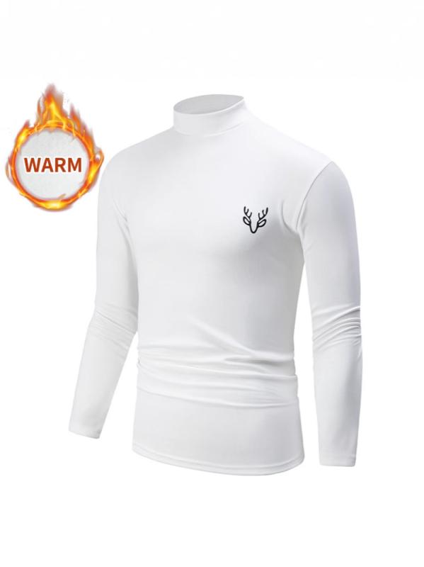 カットソー メンズ 男性用 トップス 長袖 ハイネック 無地 プルオーバー 普段使い インナー 秋 伸縮性 黒 白