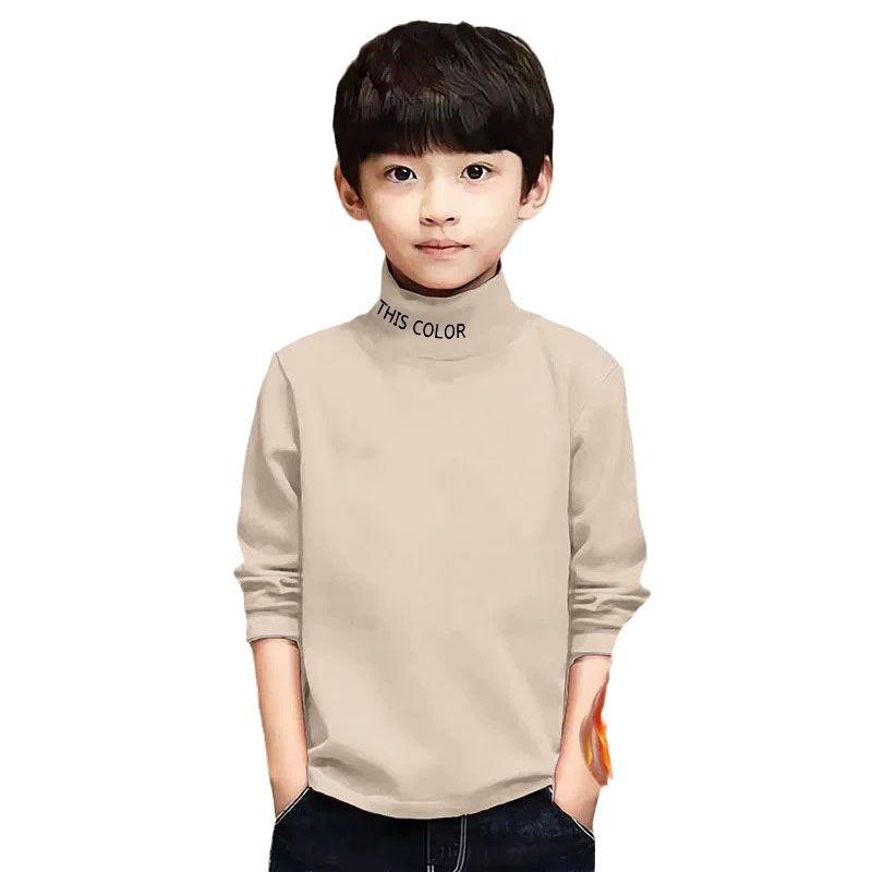 子供用Tシャツ キッズ 長袖Tシャツ 男の子 防寒インナー 暖かい ポリエステル 吸湿速乾 半高襟 プリント ホワイト ブラック レッド ブルー カーキ ベージュ