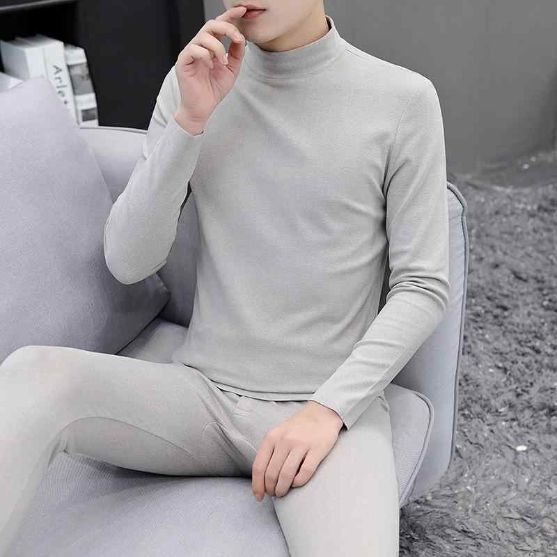 メンズ 部屋着 上下セット ドイツ製 暖かインナー 長袖 トップス 長ズボン 秋冬 防寒 肌着 中厚手 M L XL 2XL 3XL 4XL 5XL ダークグレー ライトグレー カーキ ブラック
