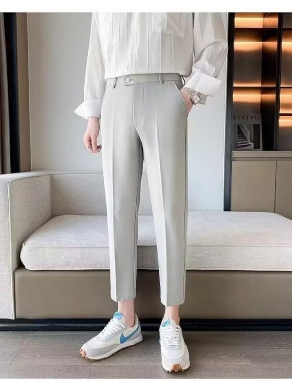 パンツ メンズ テーパードパンツ スラックス ビジネスカジュアル 男性用 春秋 伸縮性 ライトブルー ブラック グレー カーキ ベージュ ホワイト ブラウン・カテゴリ: 西パンツ