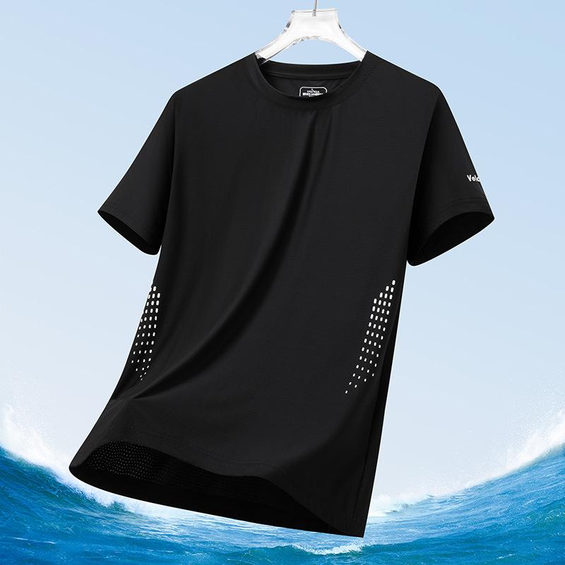 Tシャツ メンズ 男性用 半袖 薄手 接触冷感 通気性 メッシュ スポーツ トレーニング ランニング 大きいサイズ トップス ポリエステル ストライプ柄 ホワイト グリーン ブルー グレー ブラック・スタイル: カジュアル・柄: ストライプ...