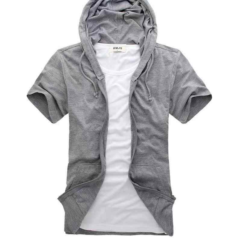 Tシャツ メンズ 半袖 トップス コットン ジップアップ 無地 カットソー パーカー 薄手 スポーツ 普段使い 部屋着 グレー ホワイト ブラック・スタイル: ベーシック・柄: 無地・タイプ: カーディガン・ネックライン: 襟なし・袖丈: ...