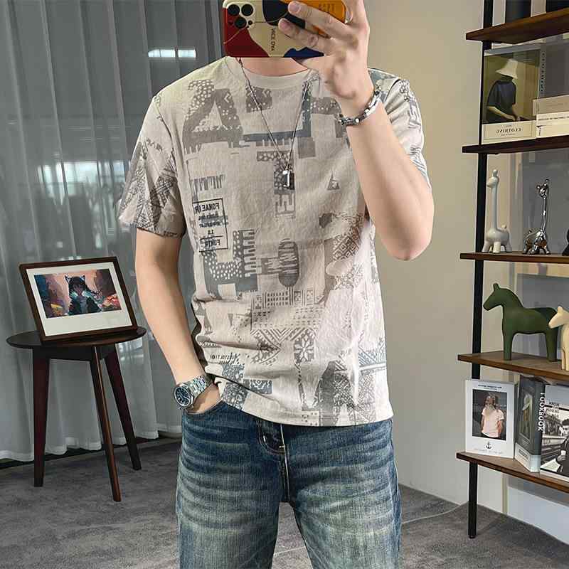 Tシャツ メンズ 男性用 半袖 ポリエステル プリント 丸首 スリムタイプ 夏 接触冷感 トップス カットソー カジュアル 普段使い 白 黒 カーキ・スタイル: ベーシック・主な素材: ポリエステル・柄: 文字・フィット: スリム・対象年齢...