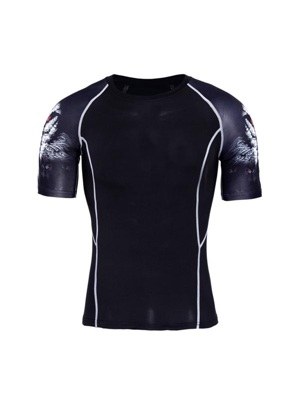 Tシャツ メンズ 男性用 スポーツウェア トレーニングウェア 速乾性 ストレッチ 伸縮性 プリント柄 ランニング ジム 運動着・適用スポーツ: フィットネス