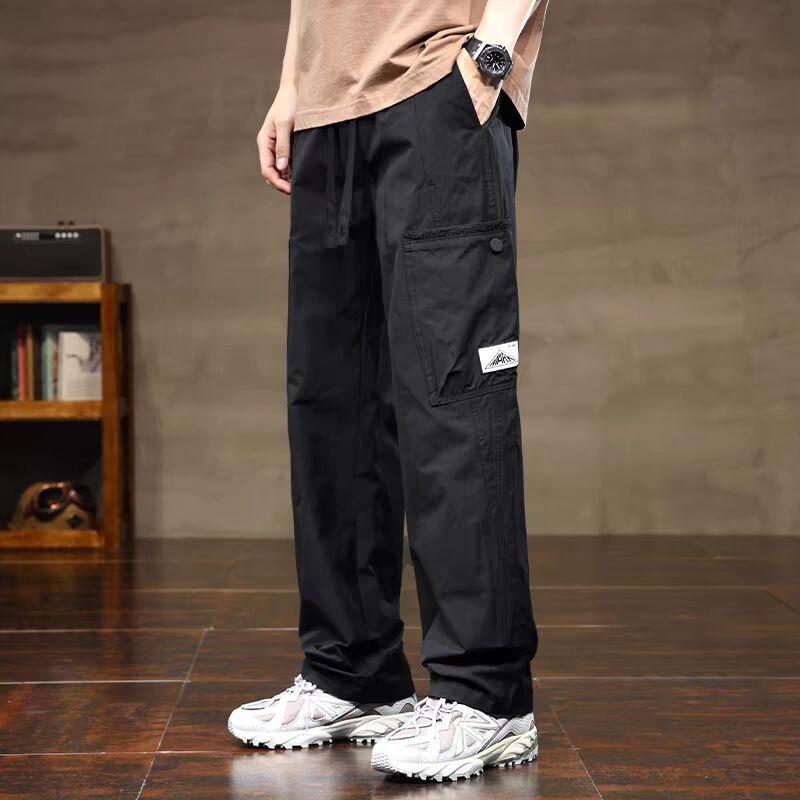 パンツ メンズ 接触冷感 リラックス ストレート ワイドレッグ イージーパンツ カーゴパンツ 無地 薄手 スポーツMIX スポーティ カジュアル ホワイト ブラック カーキ・カテゴリ: カジュアルパンツ・スタイル: スポーツ＆カジュアル・パ...
