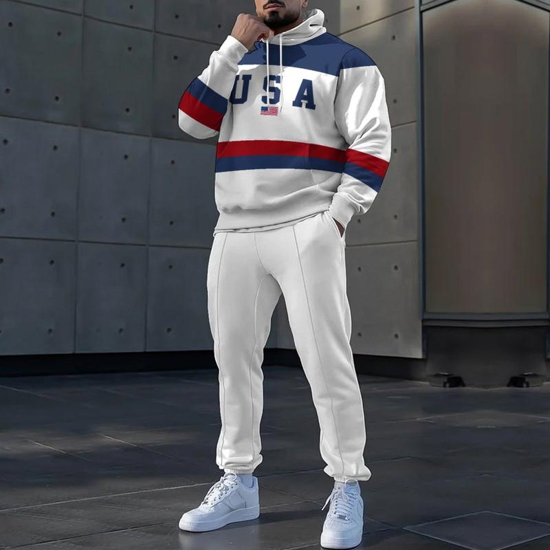 メンズ 秋物スウェットセットアップ 長袖パーカー ロングパンツ スポーティ カジュアルウェア ポリエステル混紡・スタイル: スポーツ・・パンツ丈: 長ズボン・トップススタイル: ニット・トップス袖丈: 長袖・フード: 付き・対象年齢: 18...