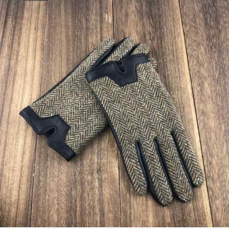 手袋 メンズ 男性用 秋冬用 粗織りウール 裏起毛 レザー スマホ対応 防寒 グローブ 小物 青 黒 茶色・素材: 皮革・用途: 服飾手袋・適用対象: 成人・性別: 男・皮質: シープスキン・加工方法: 拼接シープスキン・機能: 保温・柄:...