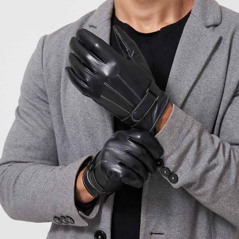 2個セット手袋 メンズ 男性用 タッチパネル対応 防寒 防水 レザー グローブ シープスキン 羊革 春秋冬・用途: 触摸・皮質: 绵シープスキン・機能: 防水,触屏,保暖・款式: 分指手套・カラー: ブラック（加絨保暖里）,ブラック（薄里丝...