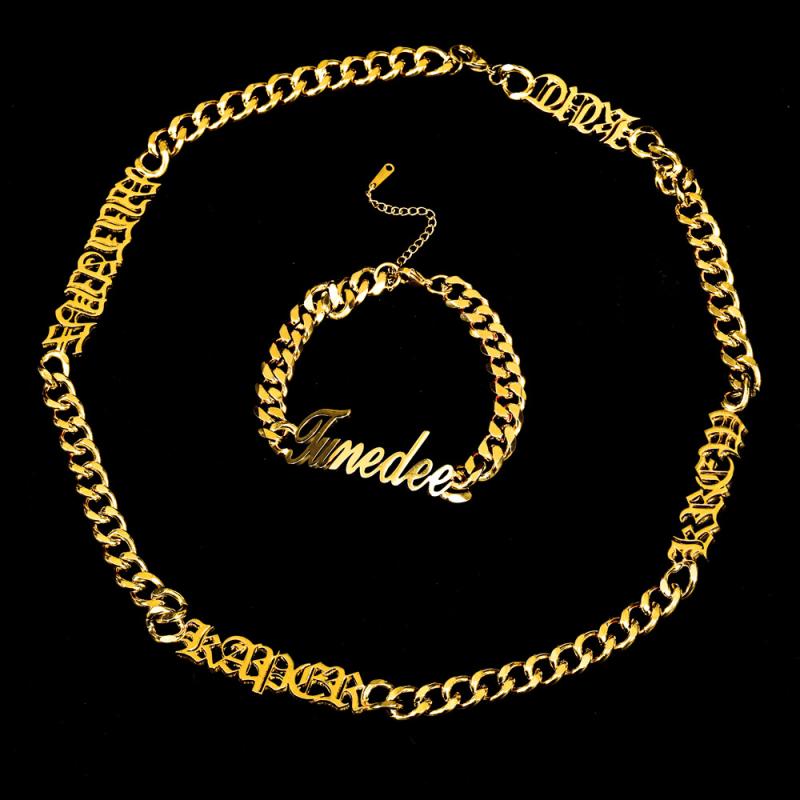 ・素材: 钛钢・処理工芸: 镶金・造型: 字母/数字/文字・チェーンスタイル: 古巴链・多層構造: 否・ペンダント素材: 钛钢・長さ: 51cm～80cm・カラー: 私人定制 一件起订,快速发货 5-8天发货,1个名字项链（钢色）,1个名字...