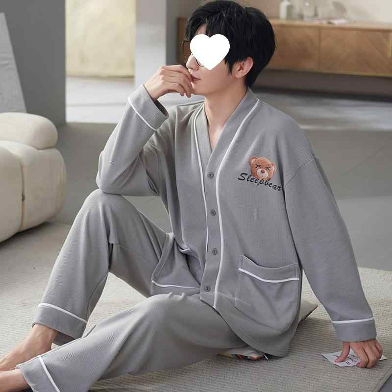 パジャマ メンズ 男性用 長袖 綿 コットン 春秋 上下セット 寝間着 部屋着 ルームウェア 前開き 襟付き 大きいサイズ 普段使い・カテゴリ: セットアップ・素材: 綿・スタイル: カーディガン・・ネックライン: 襟付き・袖丈: 長袖・パ...