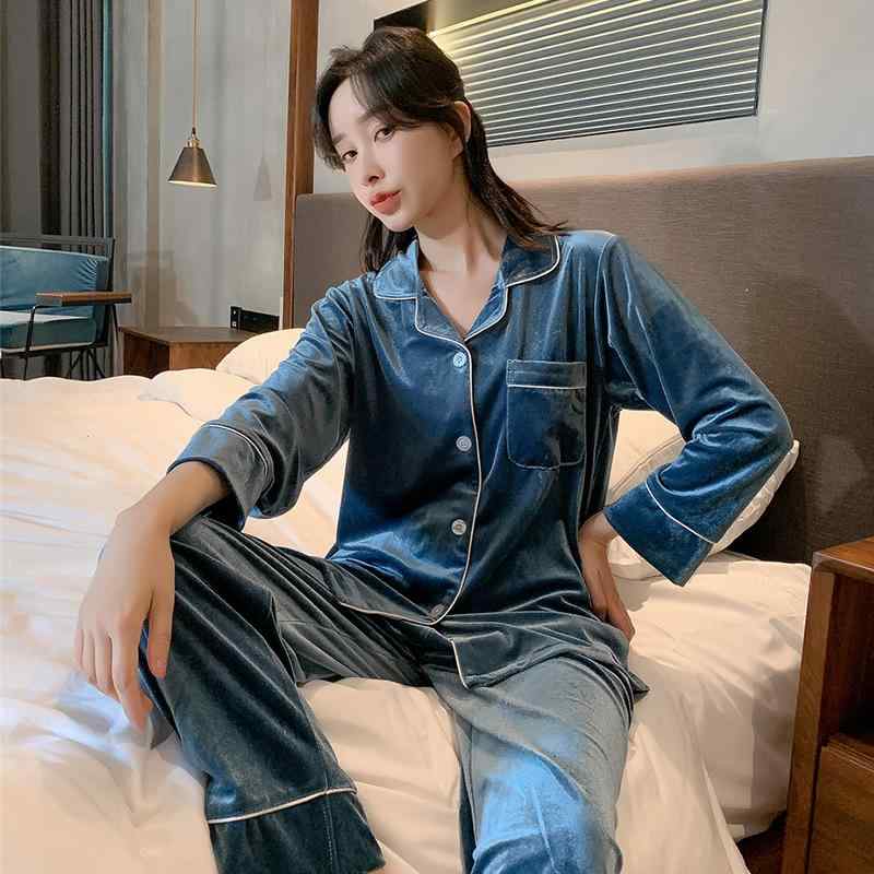 パジャマ 秋冬 金糸ベロア セットアップ 大きいサイズ 長袖 長ズボン 部屋着 寝間着 リラックスウェア ポリエステル ベルベット ルームウェア メンズ レディース 男性用 女性用・カテゴリ: 睡衣・スタイル: 开衫・主な素材: 聚酯纤维（...