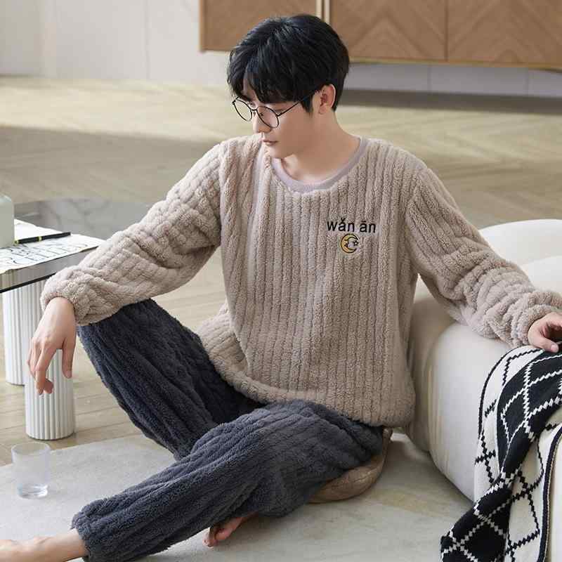 パジャマ メンズ 男性用 秋冬 フリース 上下セット 厚手 暖かい プルオーバー 長袖 長ズボン ルームウェア 部屋着 寝巻き かわいい プリント柄 ポリエステル・カテゴリ: 睡裤・生地: 珊瑚绒・スタイル: プリント・主な素材: 聚酯纤维...