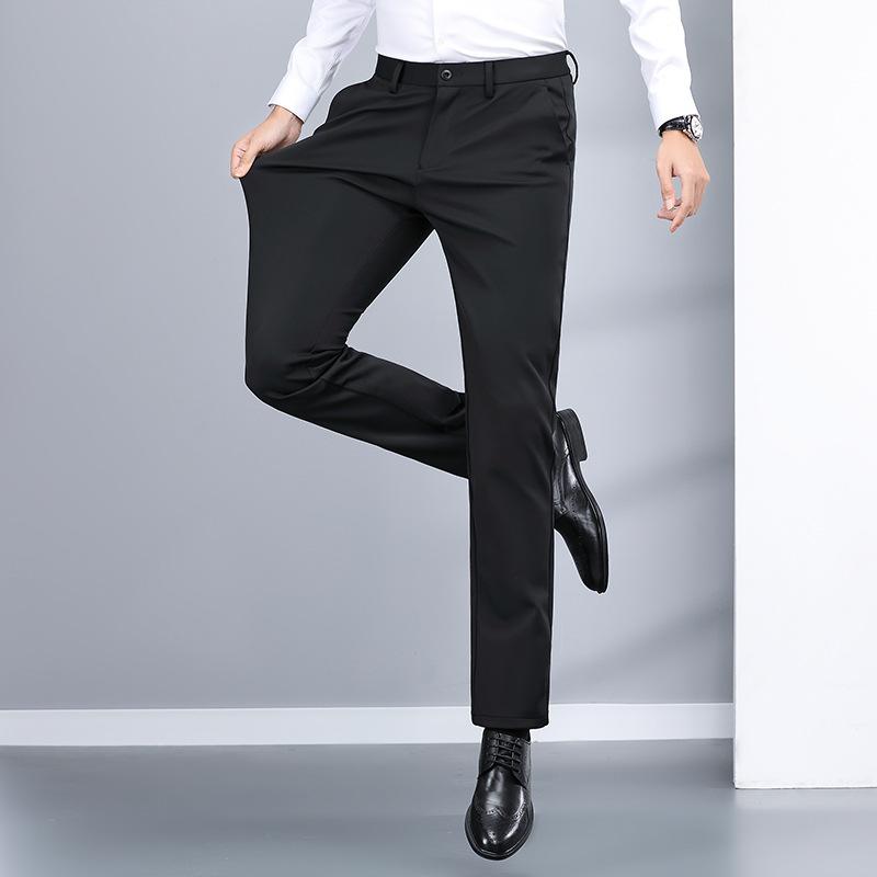 メンズ パンツ 厚手 春秋 ナイロン 男性用 ズボン フォーウェイストレッチ ストレート フィット 伸縮性 快適 ブラック 黒 ブルー 青 グレー グレー・スタイル: 軽ビジネス・款式: 基本款・パンツ型: ストレート・パンツ丈: 長ズボン...