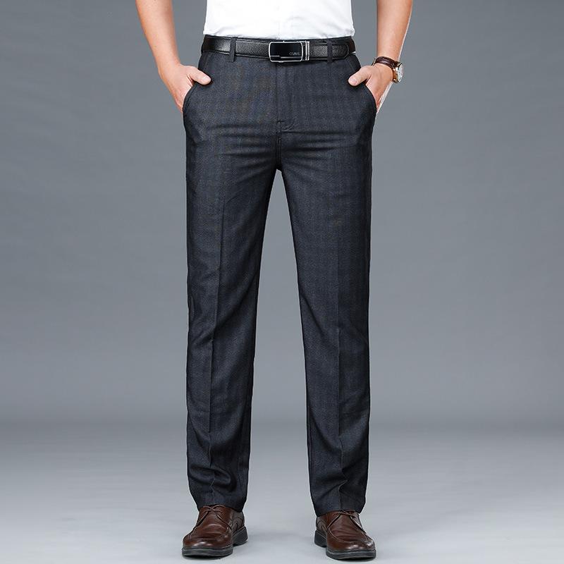 パンツ メンズ 男性用 ビジネス スラックス ロングパンツ ゆったり 伸縮性 高腰 無地 ブラック 普段使い