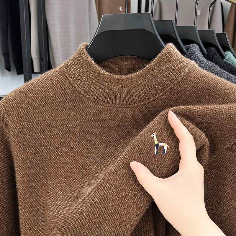 ニット メンズ ニットセーター 男性用 加厚 裏起毛 刺繍 ハーフハイネック リブ 裾 ポリエステル 防寒 伸縮性 普段使い 部屋着 秋冬・商品カテゴリ: ニット・・デザイン: プルオーバー・フィット: ルーズ・ネックライン: セミハイネッ...