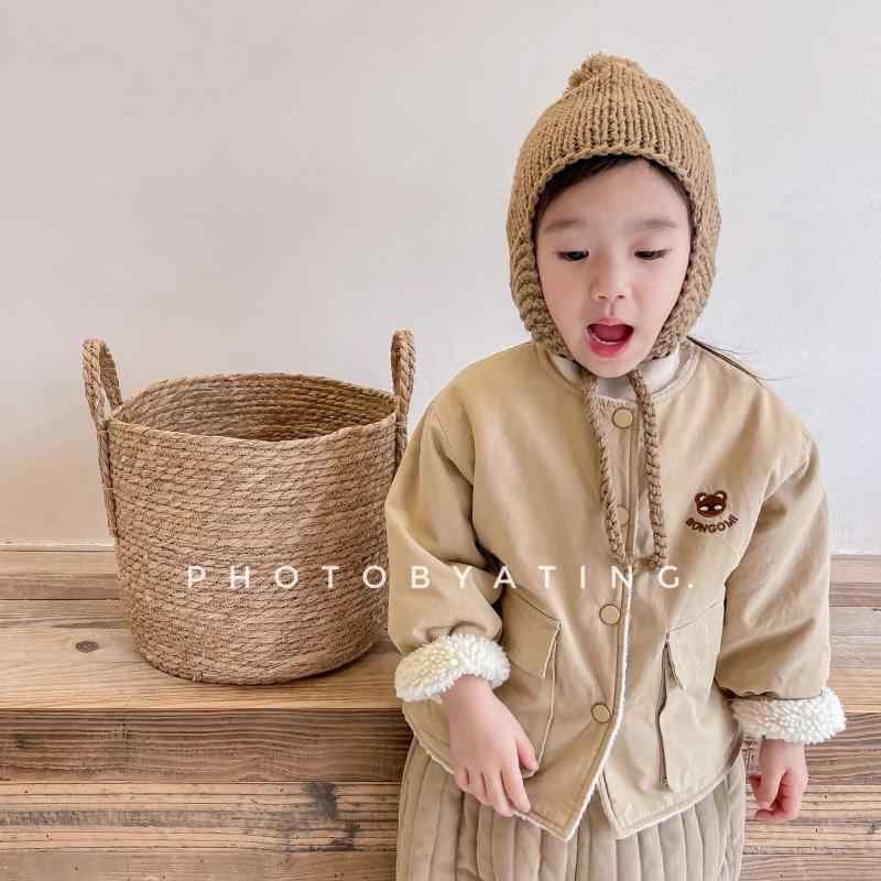 2個セット子供用綿入りコート キッズ リバーシブル ジャンパー アウター 幼児 児童 秋冬 80cm 90cm 100cm 110cm 120cm 130cm かわいい 無地 格子柄 高襟 運動着 普段着 緑 ベージュ・対象: 男女兼用・ス...