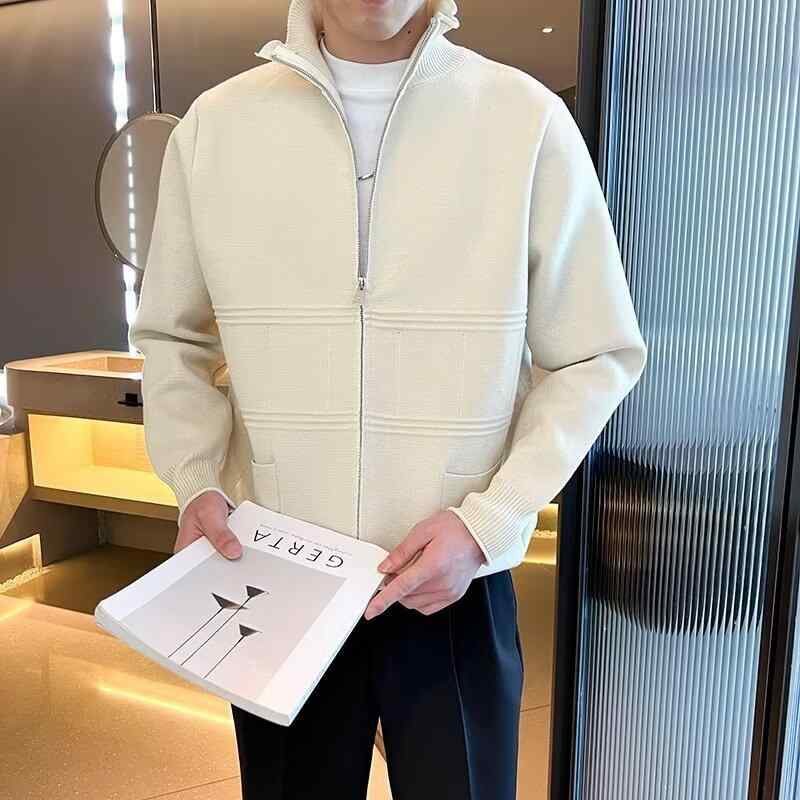 ニットカーディガン メンズ ニットジャケット スタンドカラー ハーフジップ トップス カットソー 長袖 スリムフィット 秋 黒 白 杏色 緑・カテゴリ: ニット・スタイル: プルオーバー・フィット: スリム・ネックライン: ラウンドネック・...