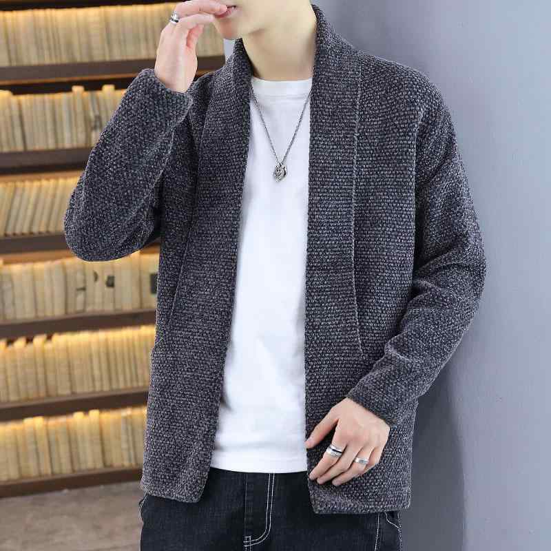 ニットカーディガン 男性用 テーラードカラー 長袖 ポリエステル混紡 春秋 トップス カジュアル 黒 ブラック グレー コーヒー色 ゆったり リラックス・カテゴリ: カーディガン・スタイル: カジュアル・フィットタイプ: ルーズ・襟のタイプ...