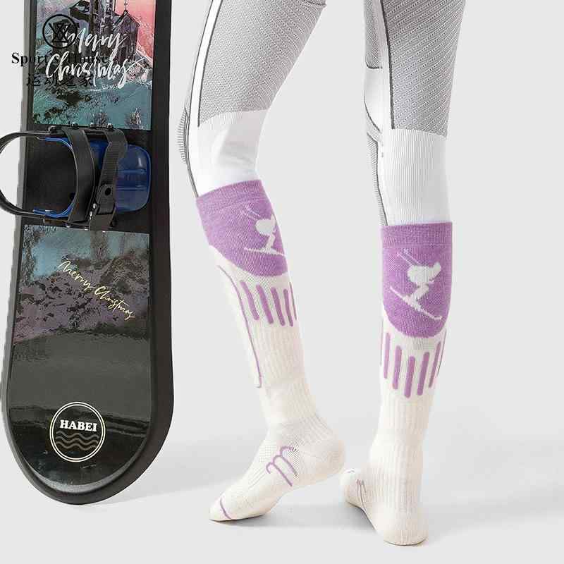 靴下 スキー レディース メンズ 秋冬 保温 厚手 ロング丈 登山 ランニング サイクリング コンプレッション ウール ソックス