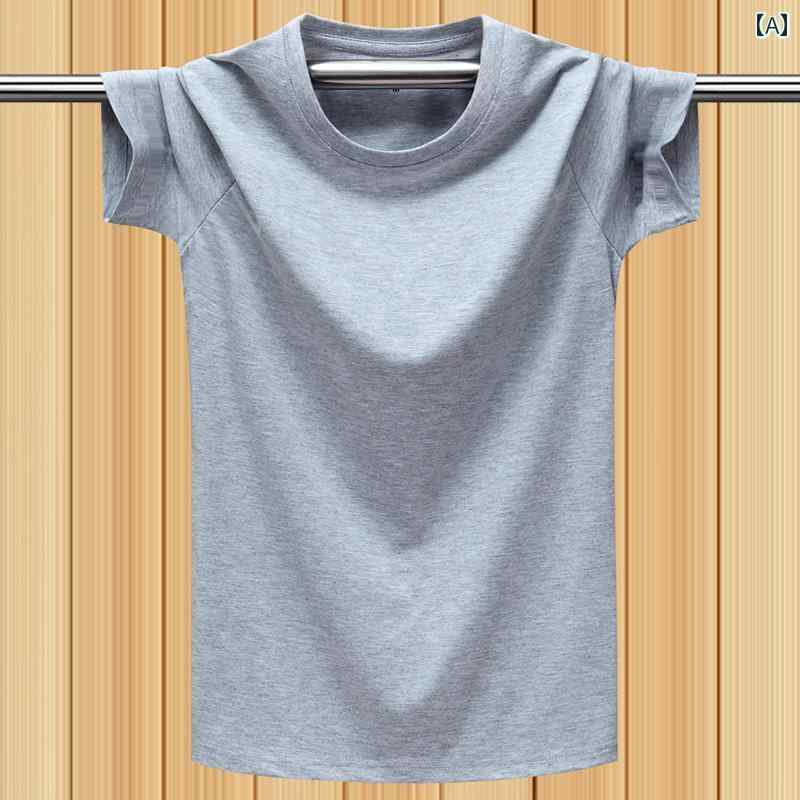 メンズ 綿 スポーツ 半袖 Tシャツ 無地 スウェット 夏 トップス ライト グレー.カラフルカラーオシャレデザイン。シンプルスタイル。サイズ: S M L XL 2XL 3XL 4XL 5XL 6XL生地の分類: 綿とインターロック柄：無...