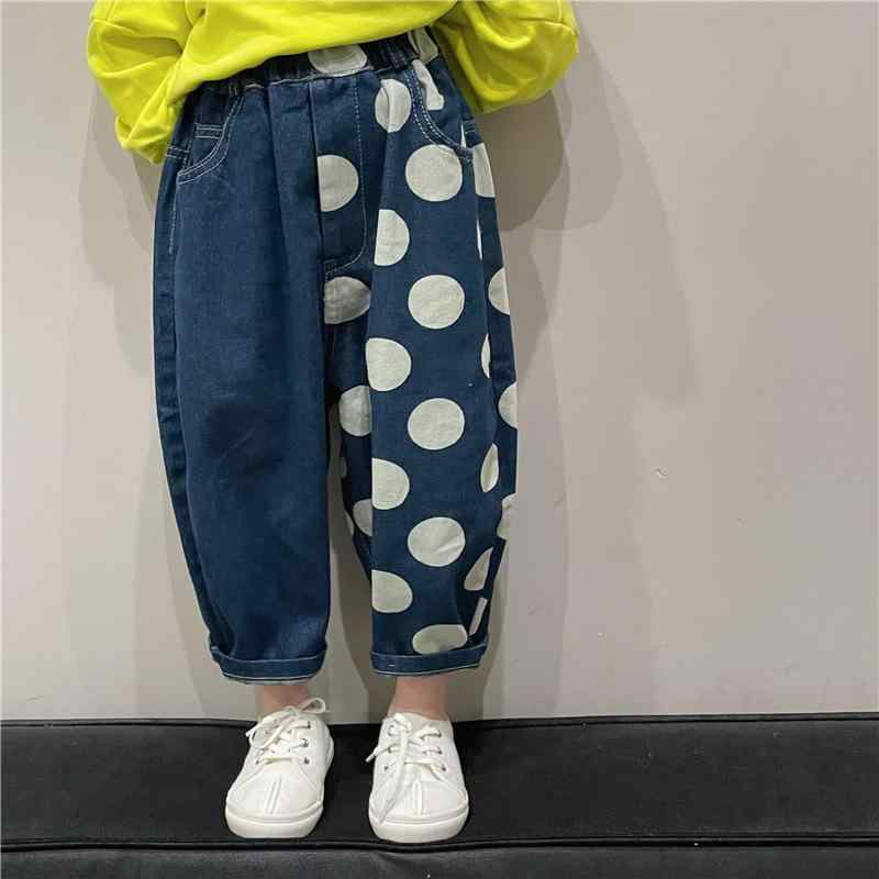 キッズ パンツ 春秋 子供用 デニムパンツ 水玉模様 切り替え ロングパンツ 男の子 女の子 かわいい 普段着 90cm 100cm 110cm 120cm 130cm 140cm 150cm