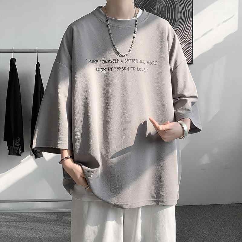 Tシャツ メンズ 男性用 ビッグシルエット ドロップショルダー ラウンドネック 7分袖 ポリエステル 接触冷感 普段使い ルームウェア 春夏 グレー ホワイト ブラック・カテゴリ: Tシャツ・スタイル: 港風・主な素材: ポリエステル・柄:...