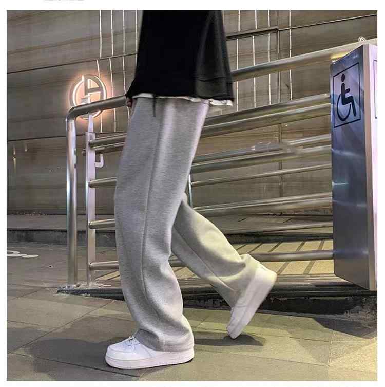 パンツ 男性用 スウェットパンツ ズボン ストレート ワイドレッグ カジュアル 無地 ウエストゴム 普段使い 部屋着 リラックス ブラック グレー ポリエステル