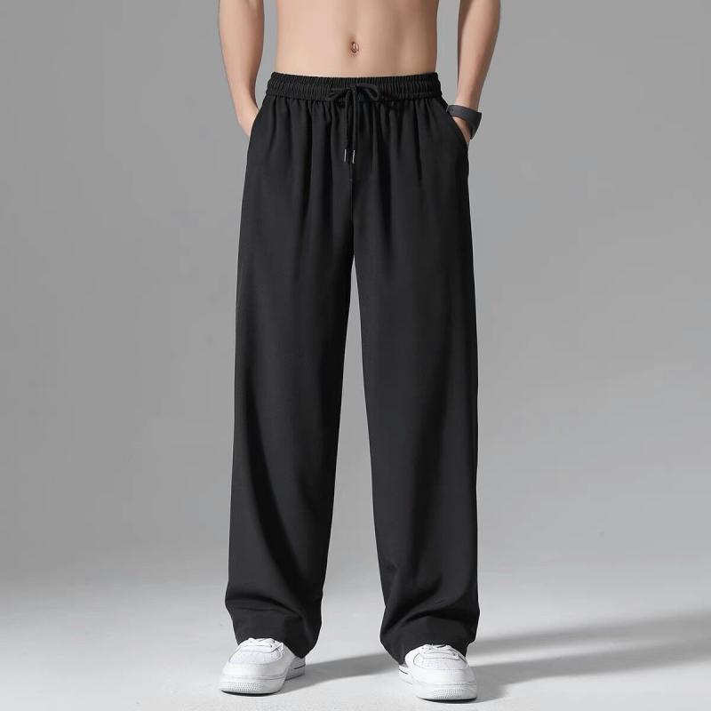 パンツ メンズ 接触冷感 イージーパンツ 春夏 涼しい リラックス ゆったり ストレート ズボン 男性用 ルームウェア 部屋着 普段使い 薄手 ポリエステル 黒 ブラック グレー