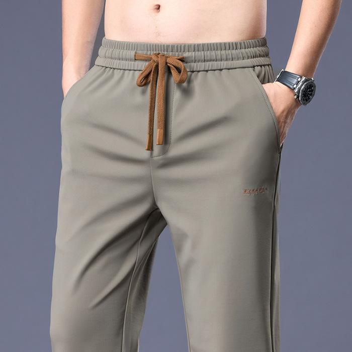 パンツ メンズ 男性用 ズボン ストレート 薄手 ウエストゴム リラックスパンツ イージーパンツ スポーツウェア ルームウェア 普段使い 部屋着 ブラック グレー ネイビー カーキ M L XL 2XL 3XL 4XL 春夏