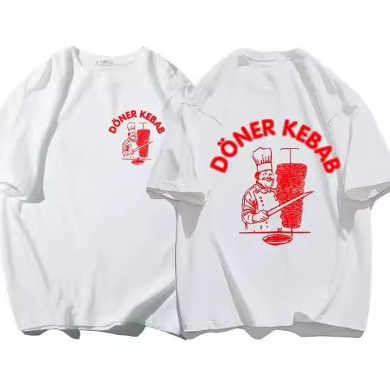 Tシャツ メンズ 男性用 トップス 半袖 コットン Doner ケバブ プリント オーバーサイズ ビッグシルエット 丸首 カジュアル アメカジ 四季