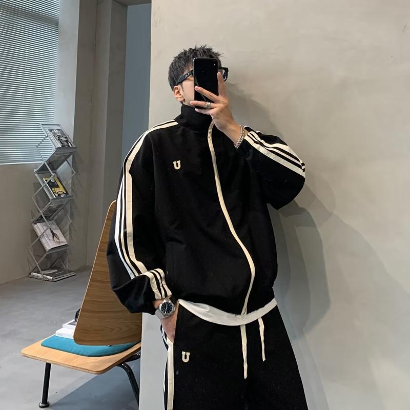 スウェット メンズ セットアップ スポーツウェア 男性用 運動着 部屋着 ルームウェア 綿混紡 長袖 長ズボン 上下セット ブラック 紺色 コーヒー色