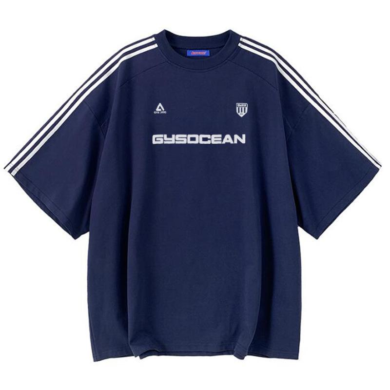 Tシャツ メンズ 男性用 半袖 トップス ルーズ スポーツMIX カジュアル スポーティ プリント 薄手 接触冷感 ブルー グレー