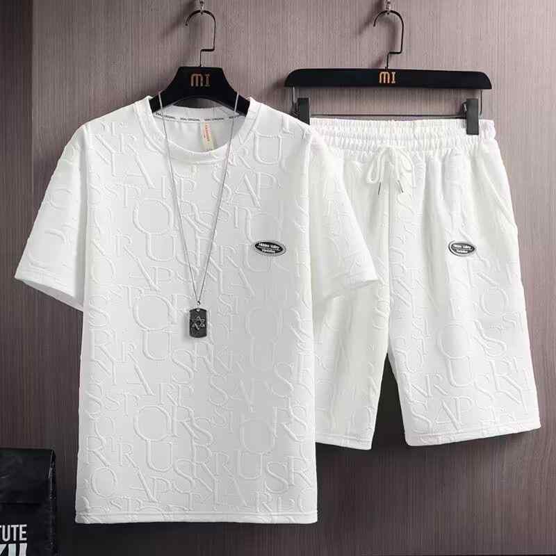 メンズ スポーツウェア セットアップ 半袖Tシャツ 短パン 上下セット 大きいサイズ 接触冷感 ポリエステル 部屋着 ルームウェア アウトドア 普段使い グレー ホワイト ブラック・スタイル: スポーツ＆カジュアル・厚さ: 薄手・パンツ丈:...